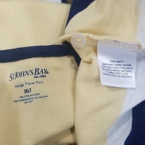 St. John's Bay | Shirts | St Johns Bay Yellow Striped Polo Shirt 3xlt ...